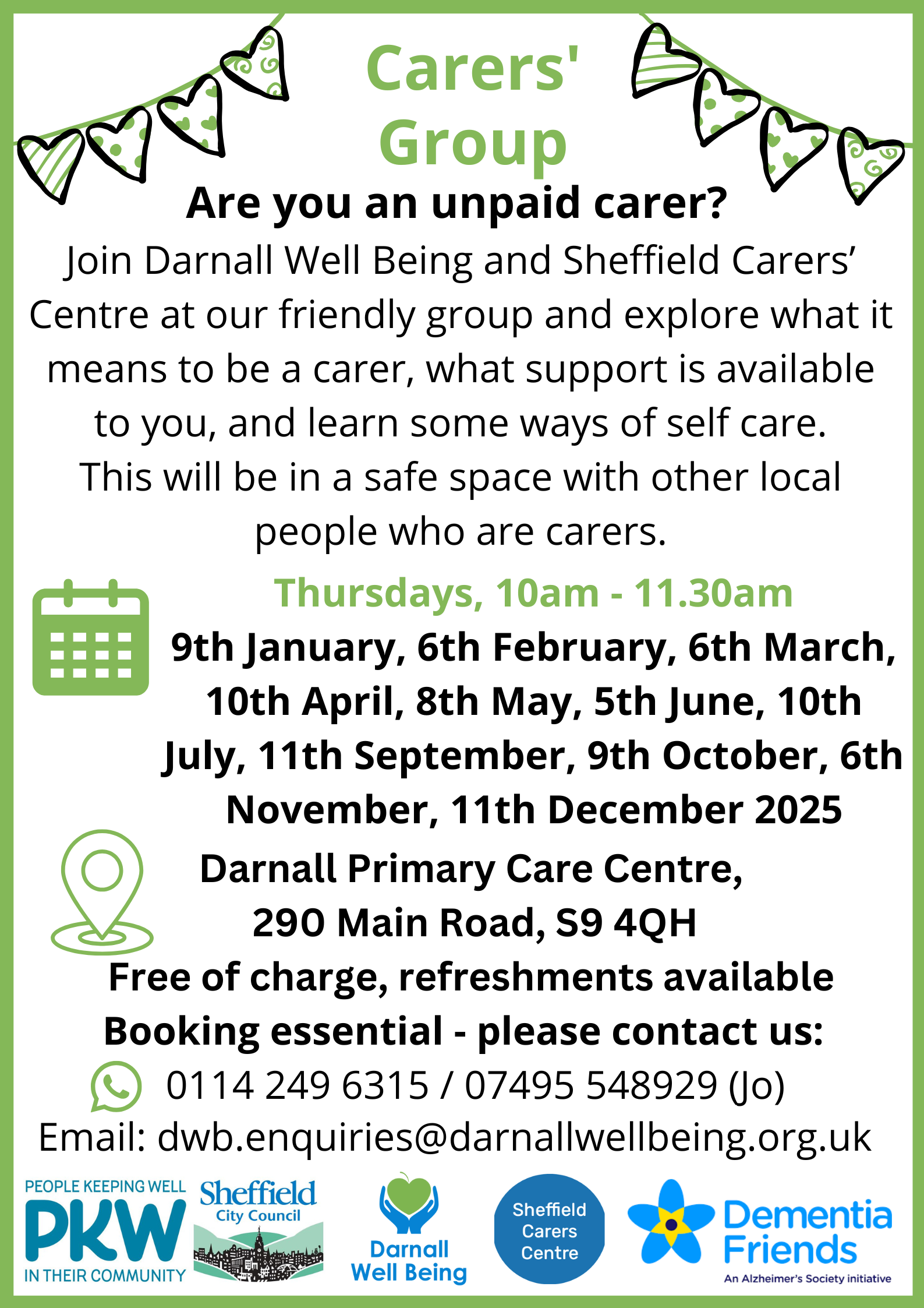 Carers' Support Groups - Darnall Well Being